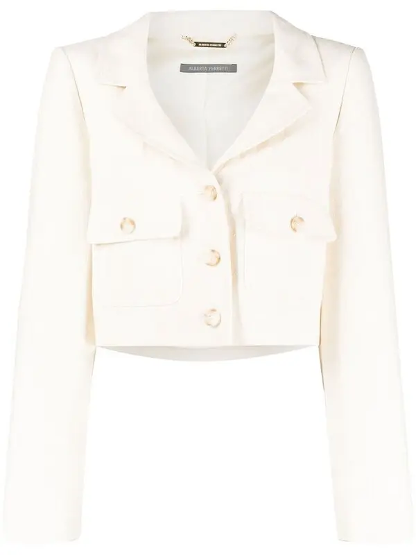 Alberta Ferretti Single-breasted Cropped Blazer - White