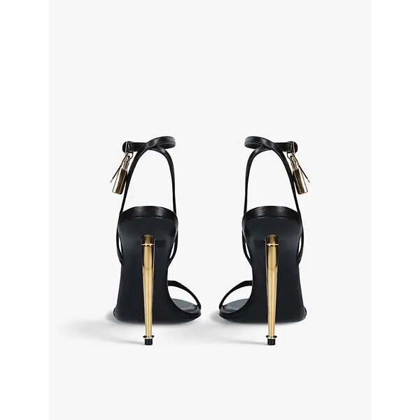 TOM FORD Padlock Leather Heeled Sandals - Black