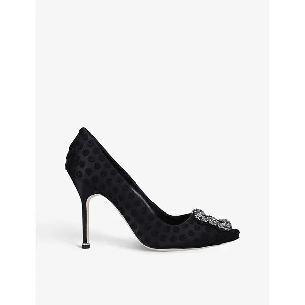 Manolo Blahnik Hangisi 105 Polka-dot Woven Courts