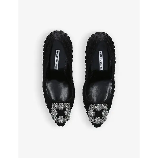 Manolo Blahnik Hangisi 105 Polka-dot Woven Courts