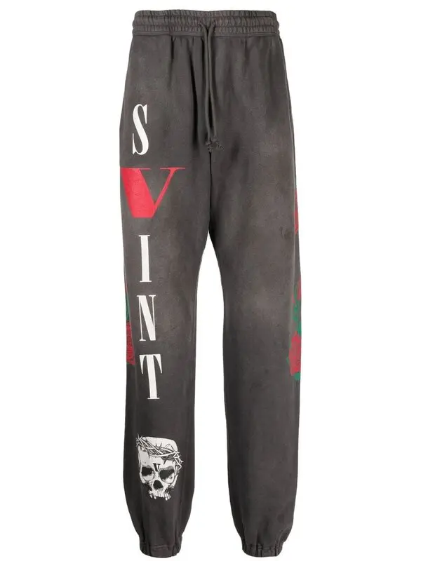 SAINT MXXXXXX X Vlone Logo-print Joggers - Grey