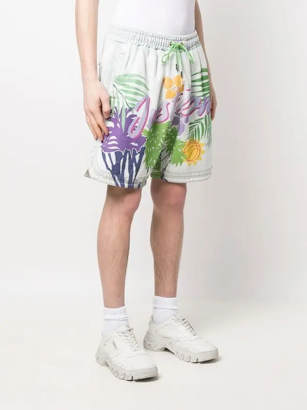 JUST DON Graphic Print Shorts