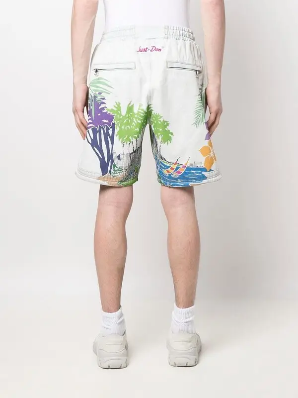 JUST DON Graphic Print Shorts