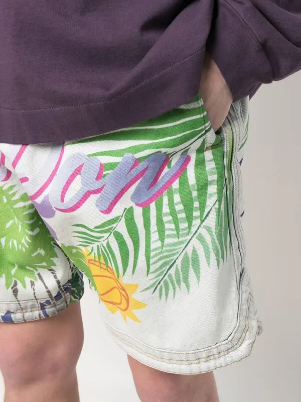 JUST DON Graphic Print Shorts