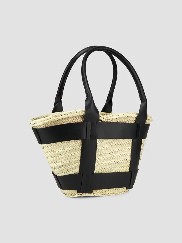DEMELLIER Santorini Raffia Tote Bag - Black
