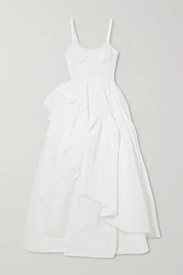 Alexander McQueen Ruffled Taffeta Gown - White