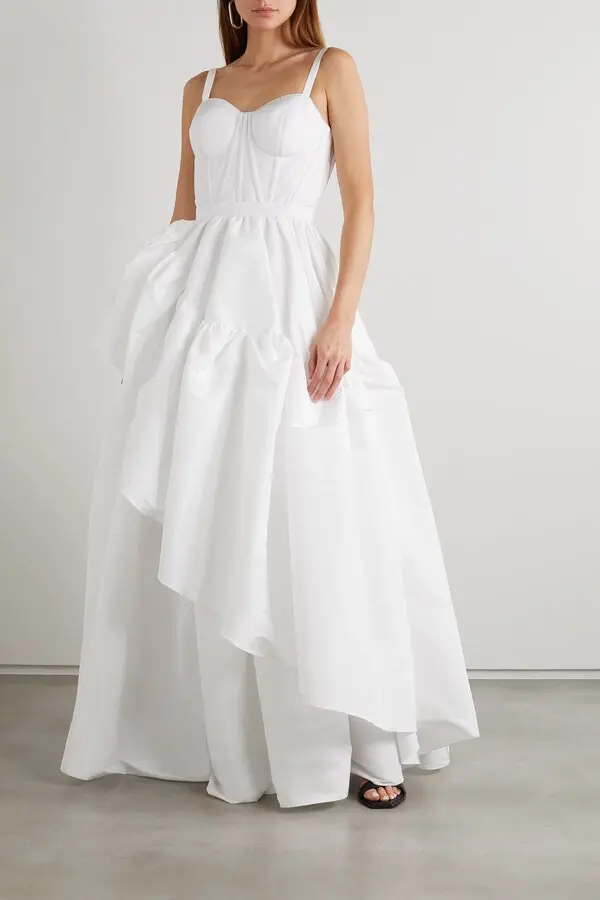 Alexander McQueen Ruffled Taffeta Gown - White