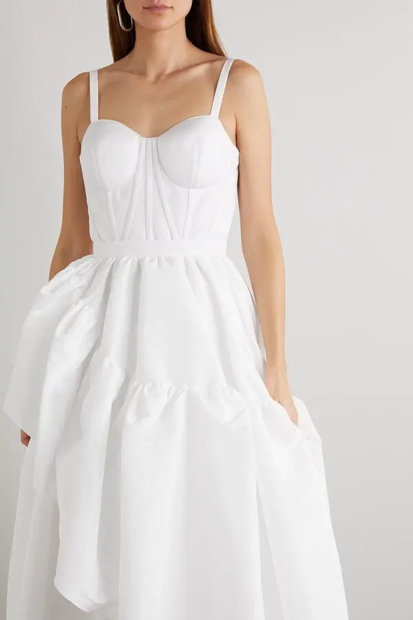 Alexander McQueen Ruffled Taffeta Gown - White