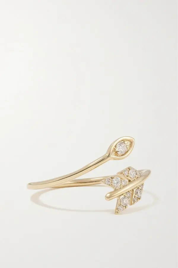 SYDNEY EVAN Evil Eye Arrow 14-karat Diamond Ring - Gold