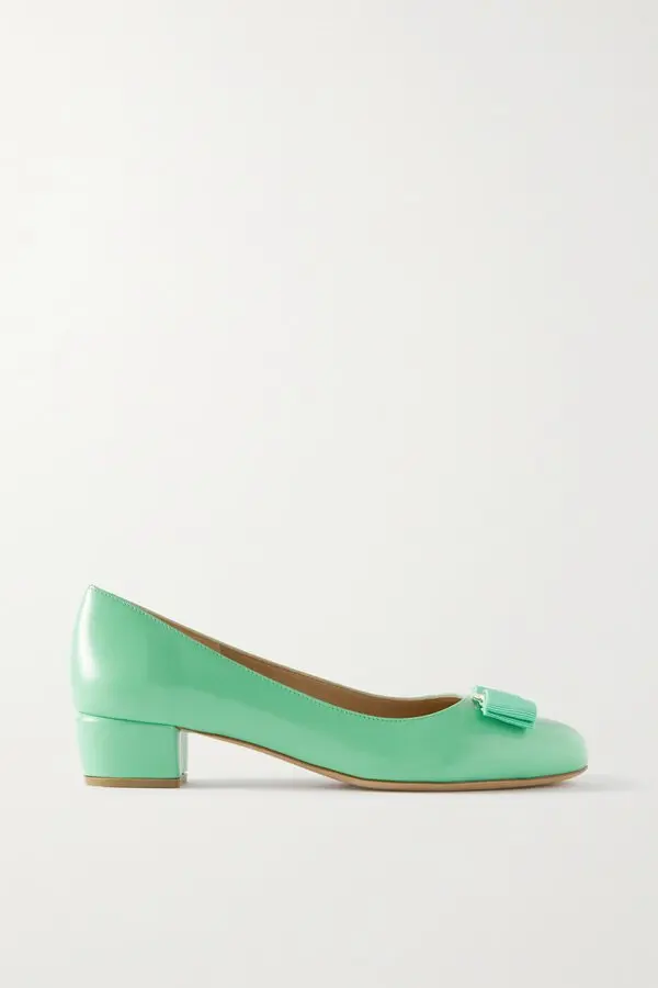 FERRAGAMO Vara Bow-embellished Leather Pumps