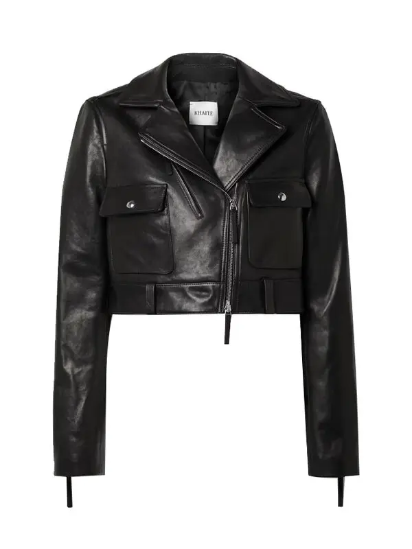 Khaite Meyla Cropped Leather Biker Jacket