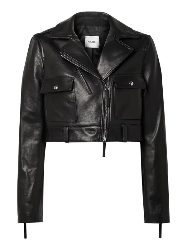 Khaite Meyla Cropped Leather Biker Jacket