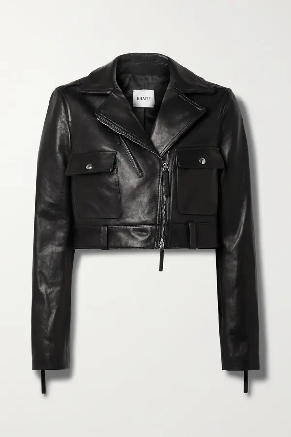 Khaite Meyla Cropped Leather Biker Jacket
