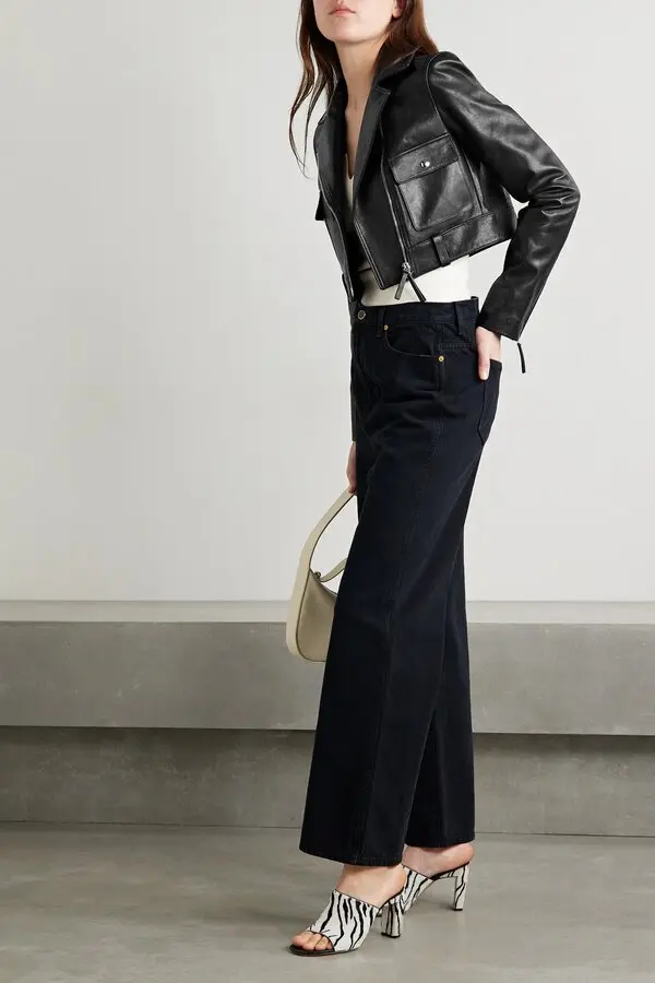 Khaite Meyla Cropped Leather Biker Jacket