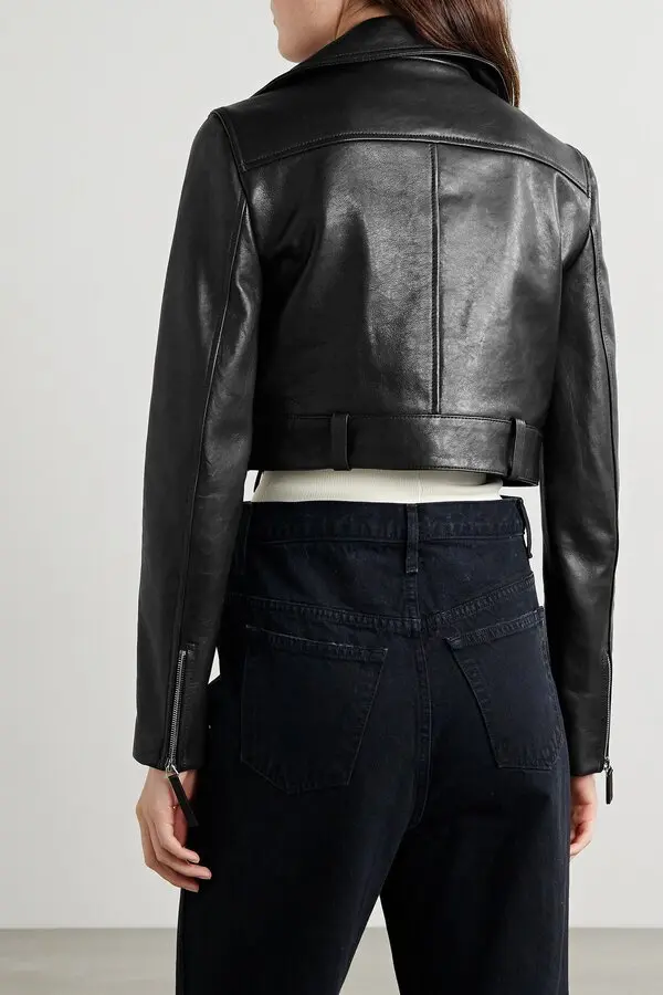 Khaite Meyla Cropped Leather Biker Jacket