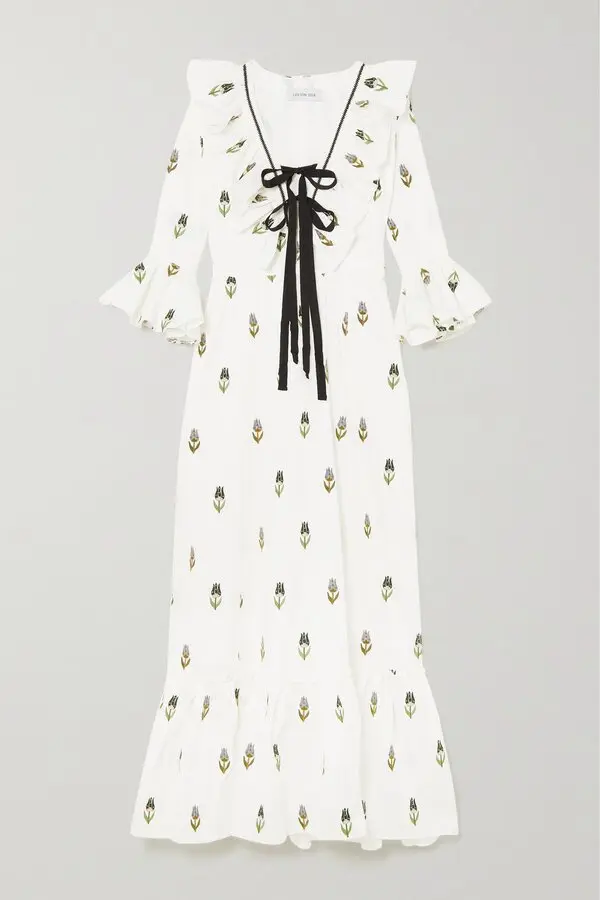 chinese dress ladies Essen Rust Cotton Poplin Embroidered Dress