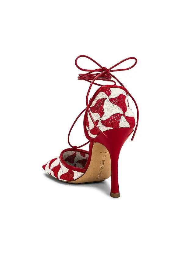 Bottega Veneta Stretch Lace Up Sandals - String & Scarlet