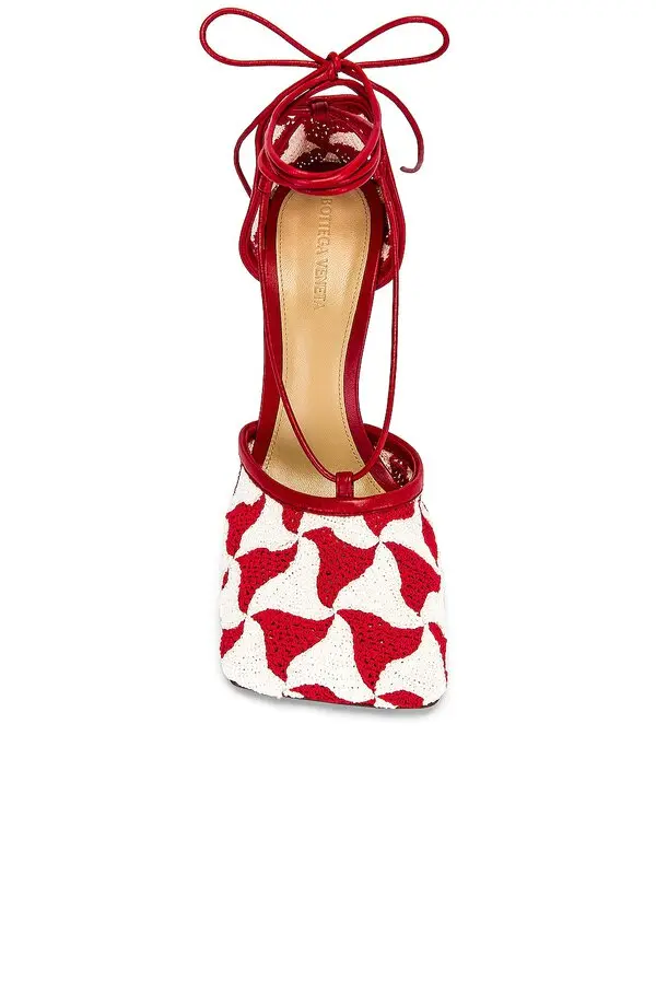 Bottega Veneta Stretch Lace Up Sandals - String & Scarlet