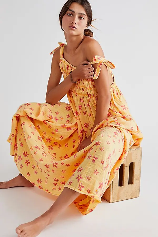 Free People Azure Maxi Dress By In Pink Combo Warm Apricot - 46% Off |  Editorialist