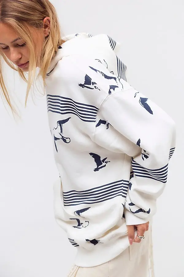 Free People We The Free It's A Vibe Printed Hoodie - Sea Call Combo