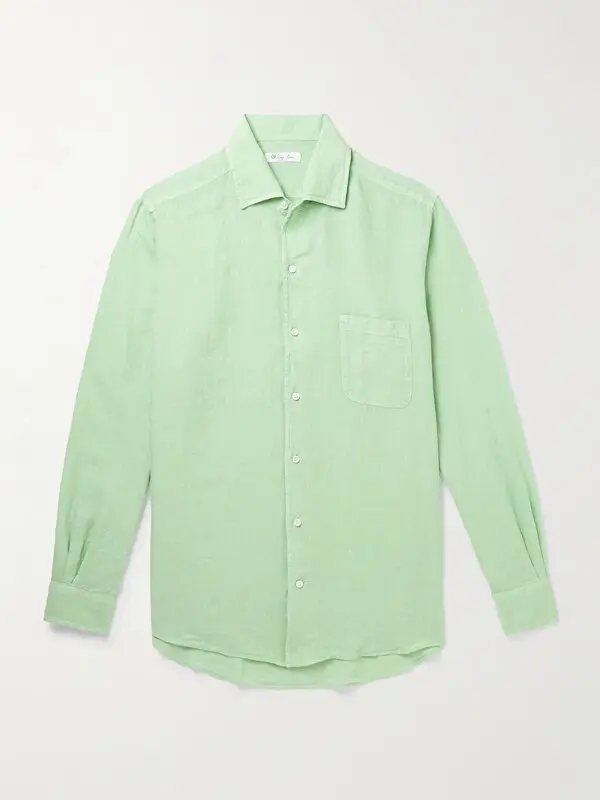 Loro Piana André Garment-dyed Linen Shirt - Green
