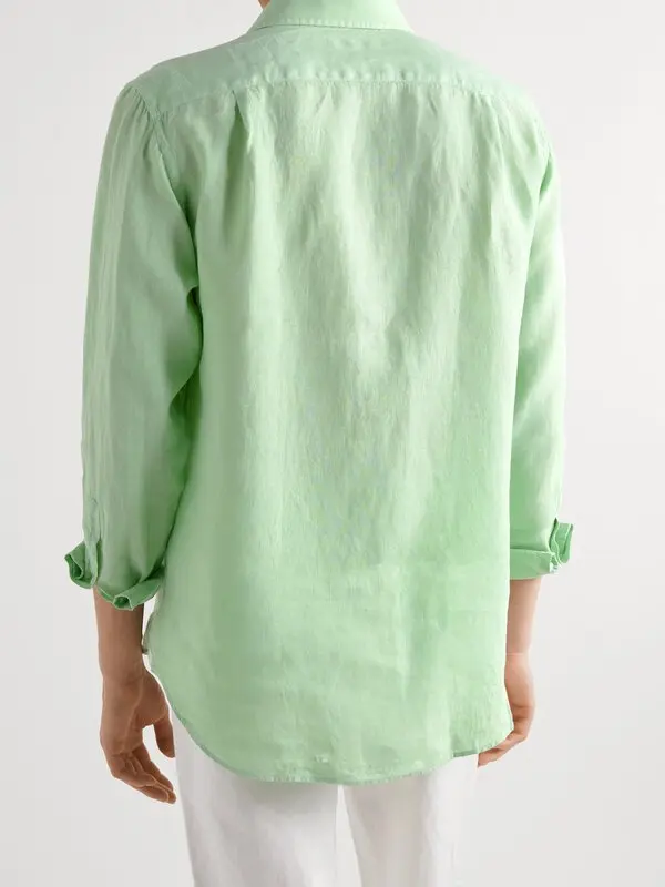 Loro Piana André Garment-dyed Linen Shirt - Green