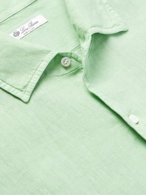 Loro Piana André Garment-dyed Linen Shirt - Green