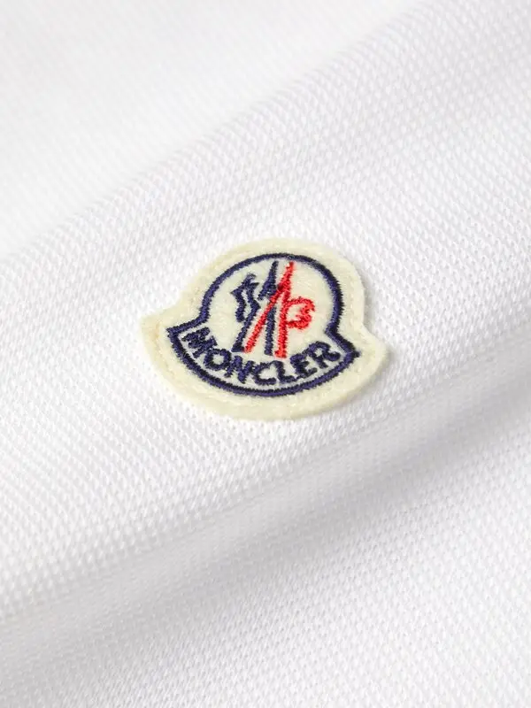 Moncler Logo-appliquéd Striped Cotton-piqué Polo Shirt - White