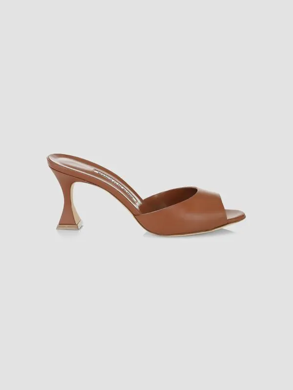 Manolo Blahnik Jadarona 70mm Leather Mules - Brown