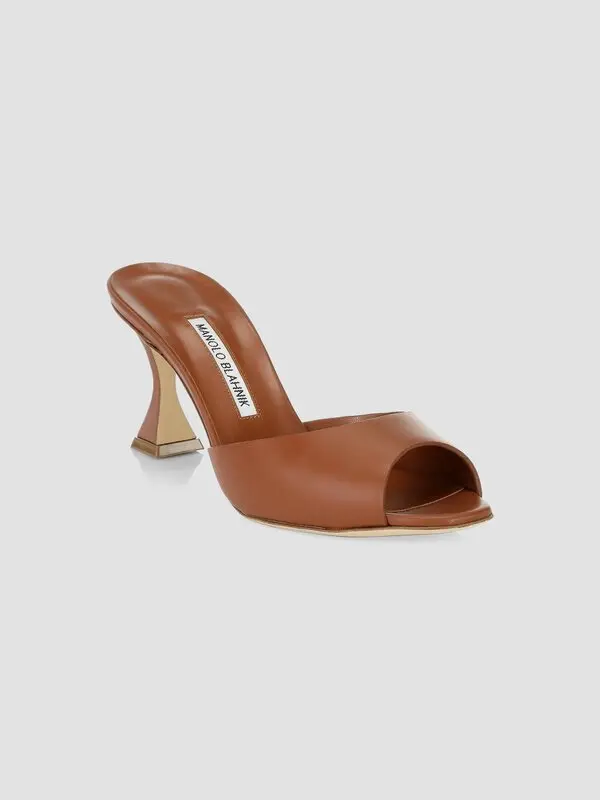 Manolo Blahnik Jadarona 70mm Leather Mules - Brown