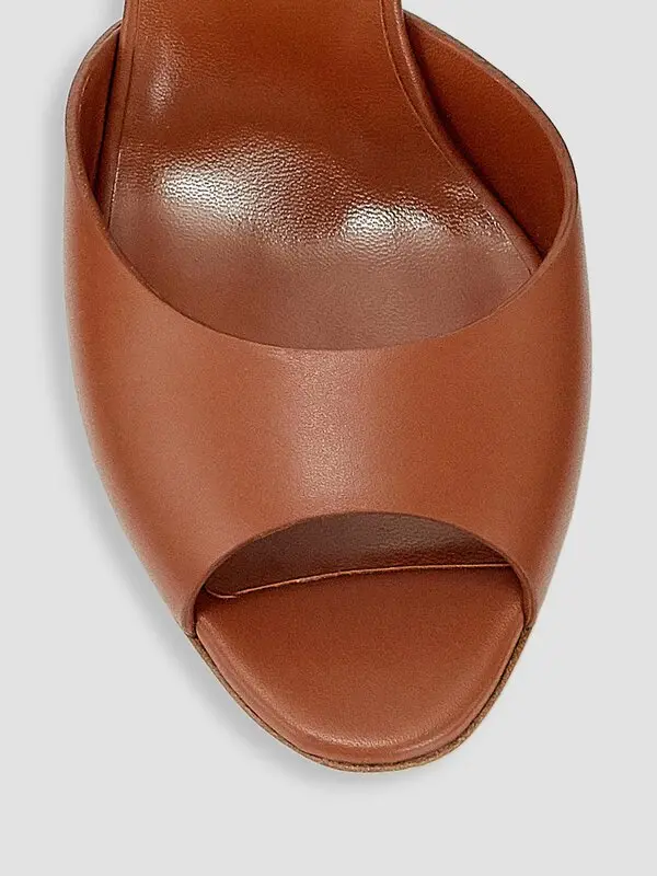 Manolo Blahnik Jadarona 70mm Leather Mules - Brown