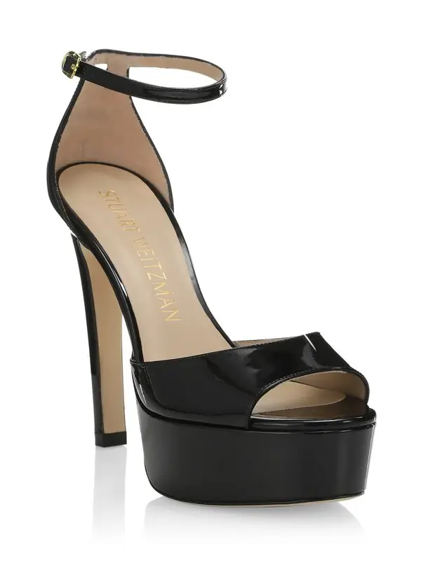 STUART WEITZMAN Discoplatform Nudistcurve Leather Sandals - Adobe