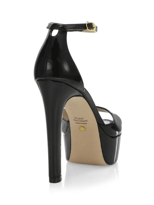 STUART WEITZMAN Discoplatform Nudistcurve Leather Sandals - Adobe