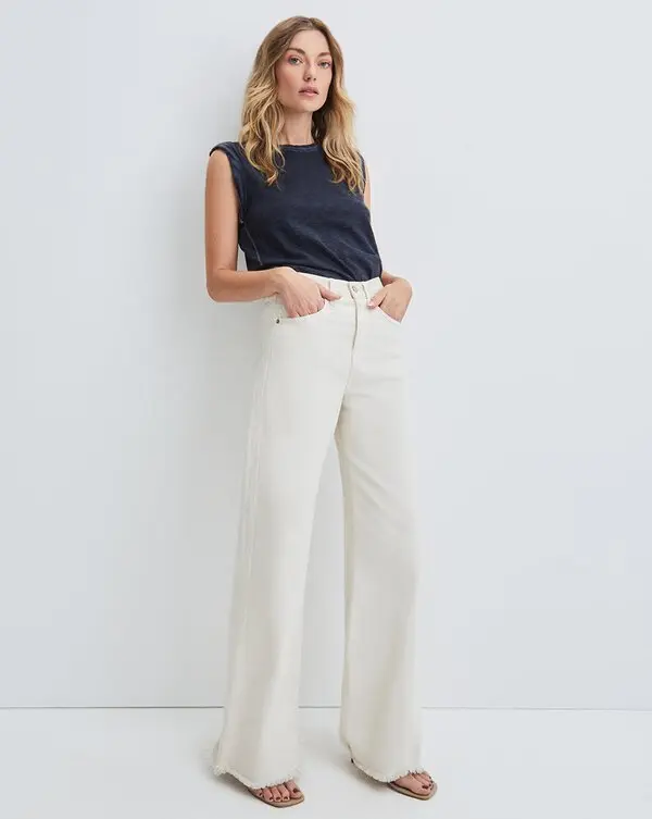 Veronica Beard Taylor Wide-leg Jean Raw Hem