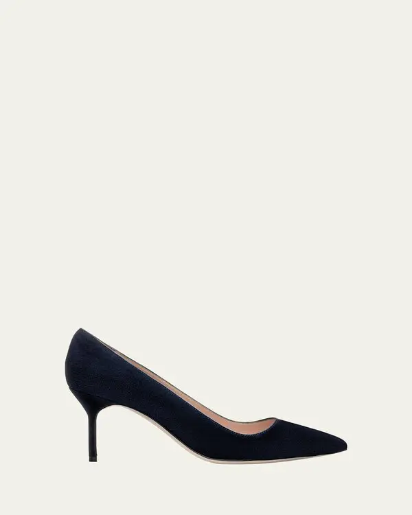 Manolo Blahnik Bb 70mm Suede Pumps - Navy