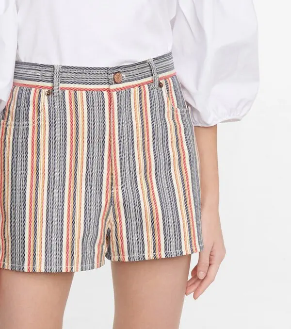See By Chloé Striped Denim Shorts