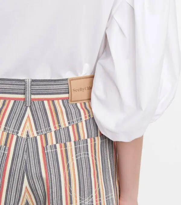 See By Chloé Striped Denim Shorts