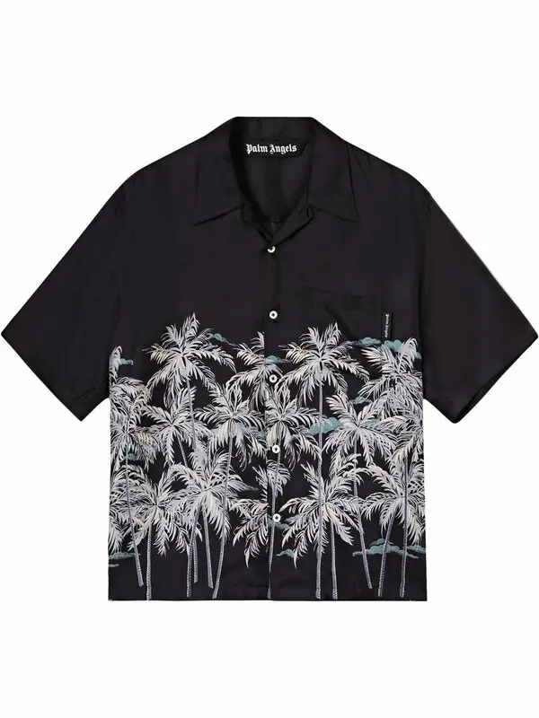 Palm Angels Palm Tree-print Silk Shirt