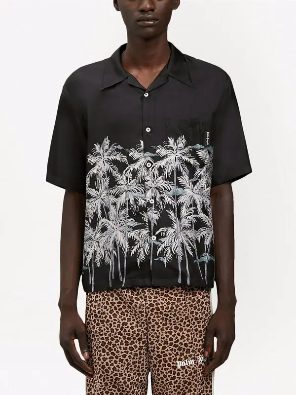 Palm Angels Palm Tree-print Silk Shirt