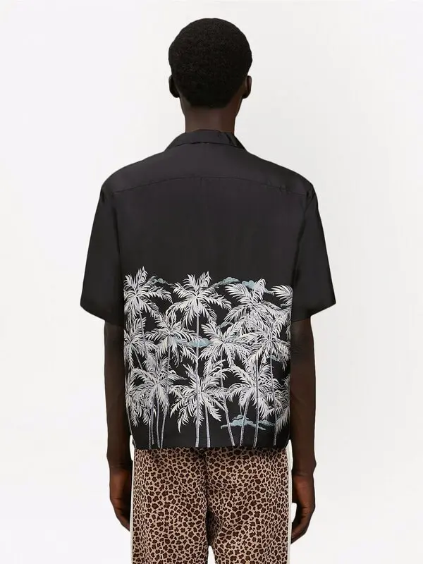 Palm Angels Palm Tree-print Silk Shirt