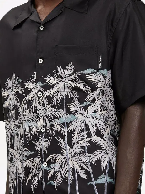 Palm Angels Palm Tree-print Silk Shirt