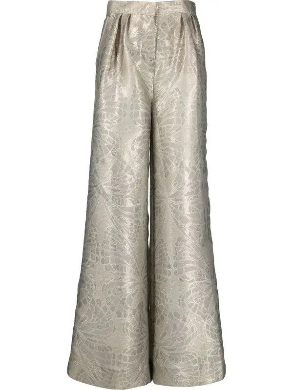 Alberta Ferretti Wide-leg Metallic Jacquard Trousers