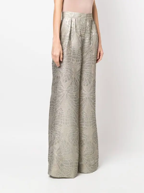 Alberta Ferretti Wide-leg Metallic Jacquard Trousers