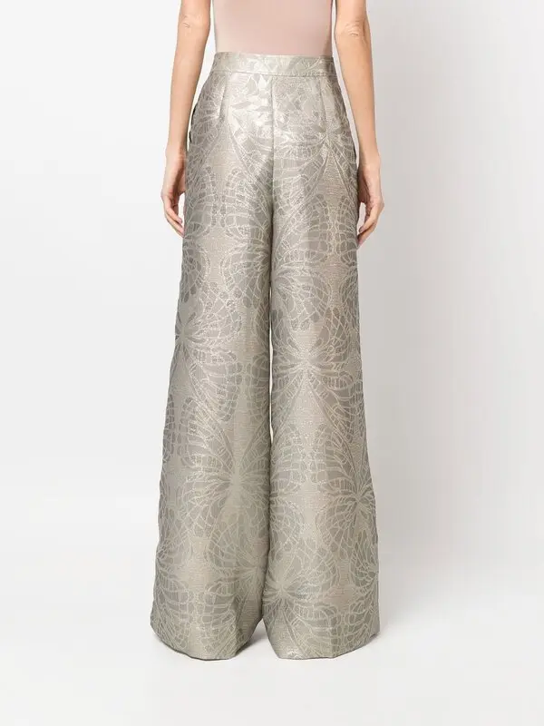 Alberta Ferretti Wide-leg Metallic Jacquard Trousers