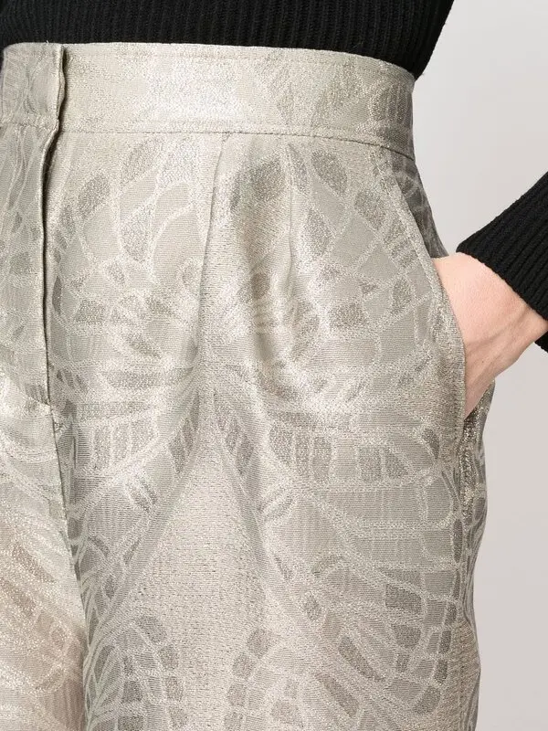 Alberta Ferretti Wide-leg Metallic Jacquard Trousers