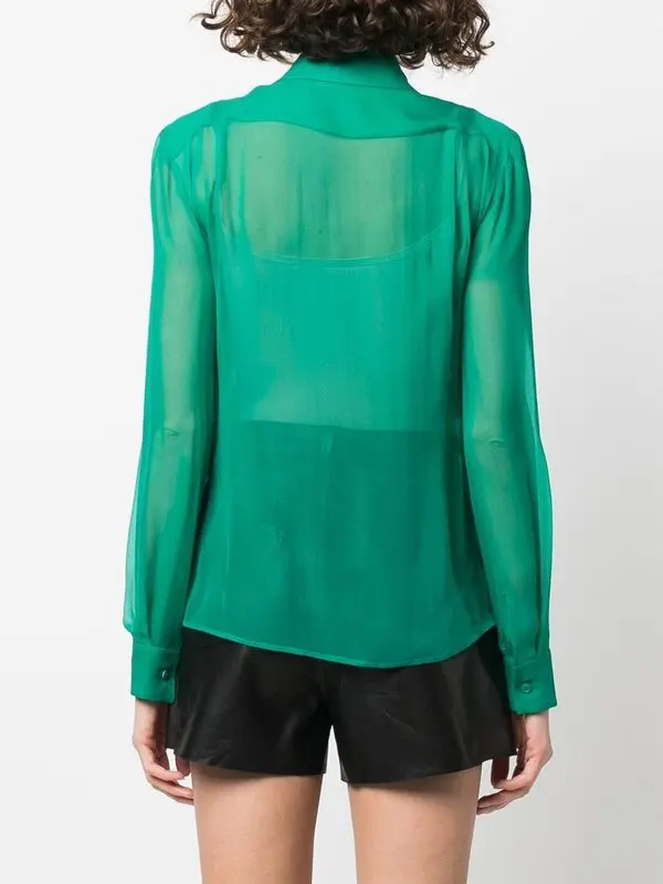 Alberta Ferretti Silk Lace Insert Shirt