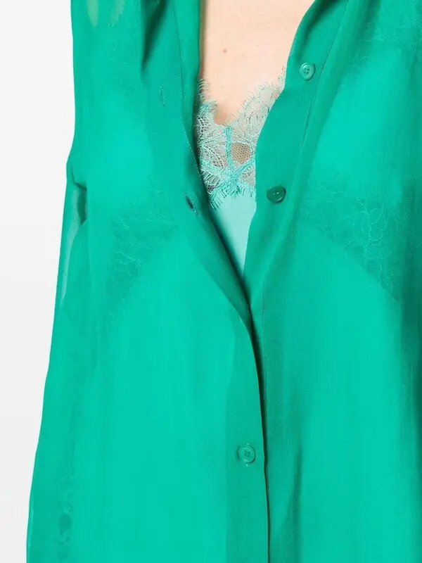 Alberta Ferretti Silk Lace Insert Shirt