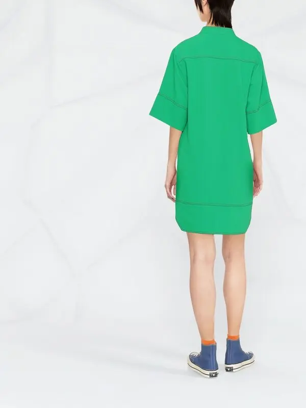 See By Chlo Contrast-Stitch Short-Sleeve Shift Dress In Green - 50% Off |  Editorialist