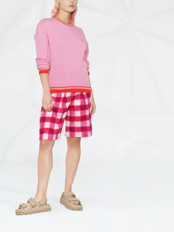 MSGM Gingham Print Knee-length Shorts