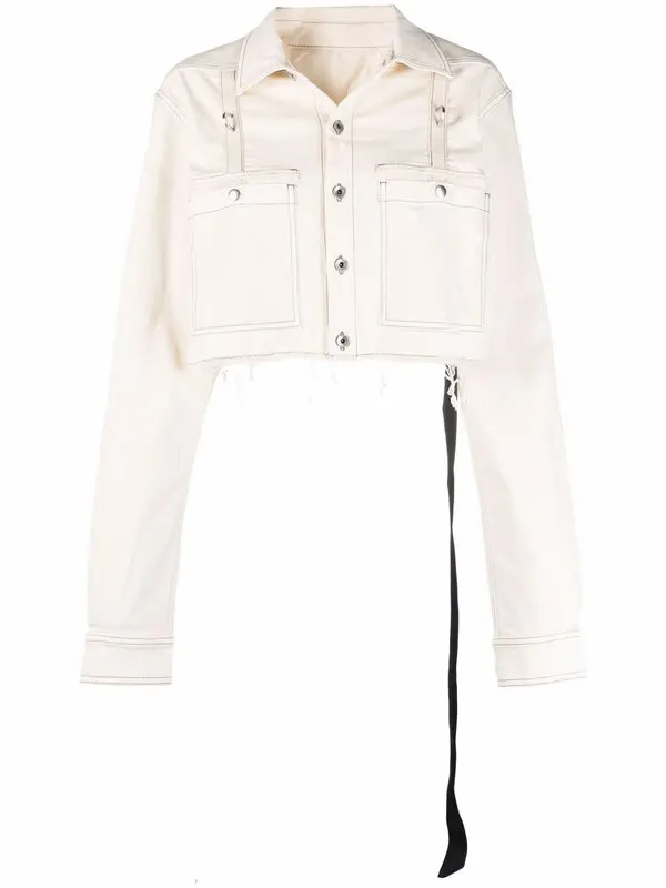 Rick Owens Cropped Denim Jacket - Neutrals